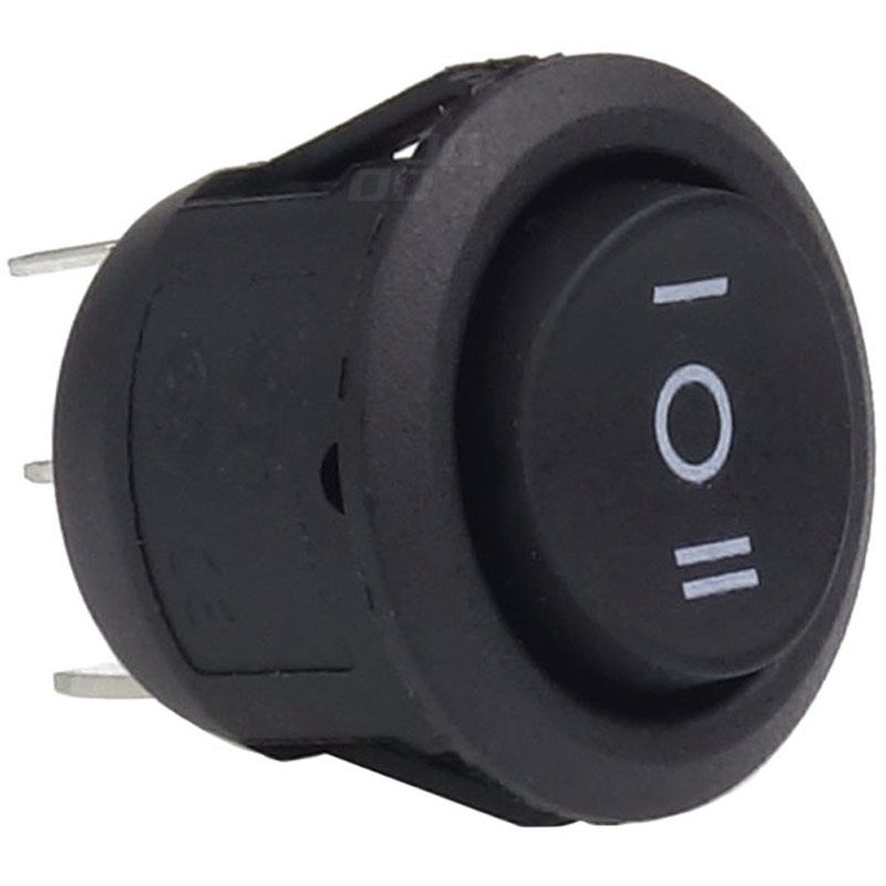 Vypínač / spínač kulatý s nulou uprostřed 12V/230V 6A BU03 20mm - p...