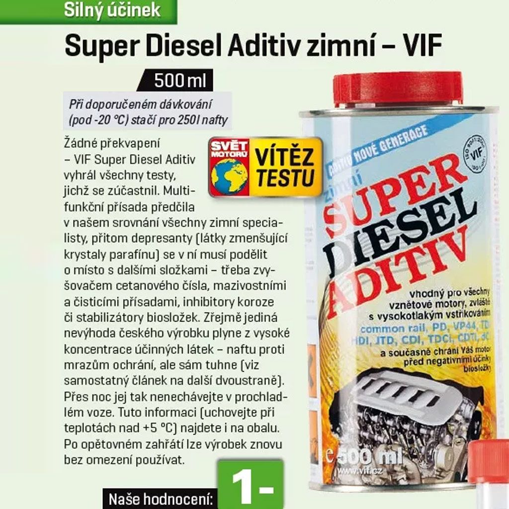 Diesel aditiv VIF Super do nafty zimní 500ml VIF