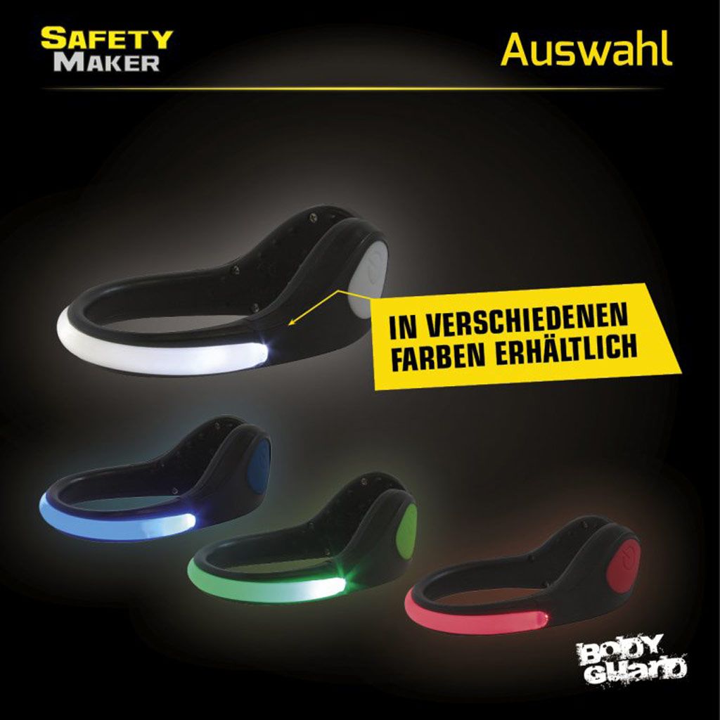 Reflexní výstražná svítílna na boty / clip LED diodový - bílý Walser