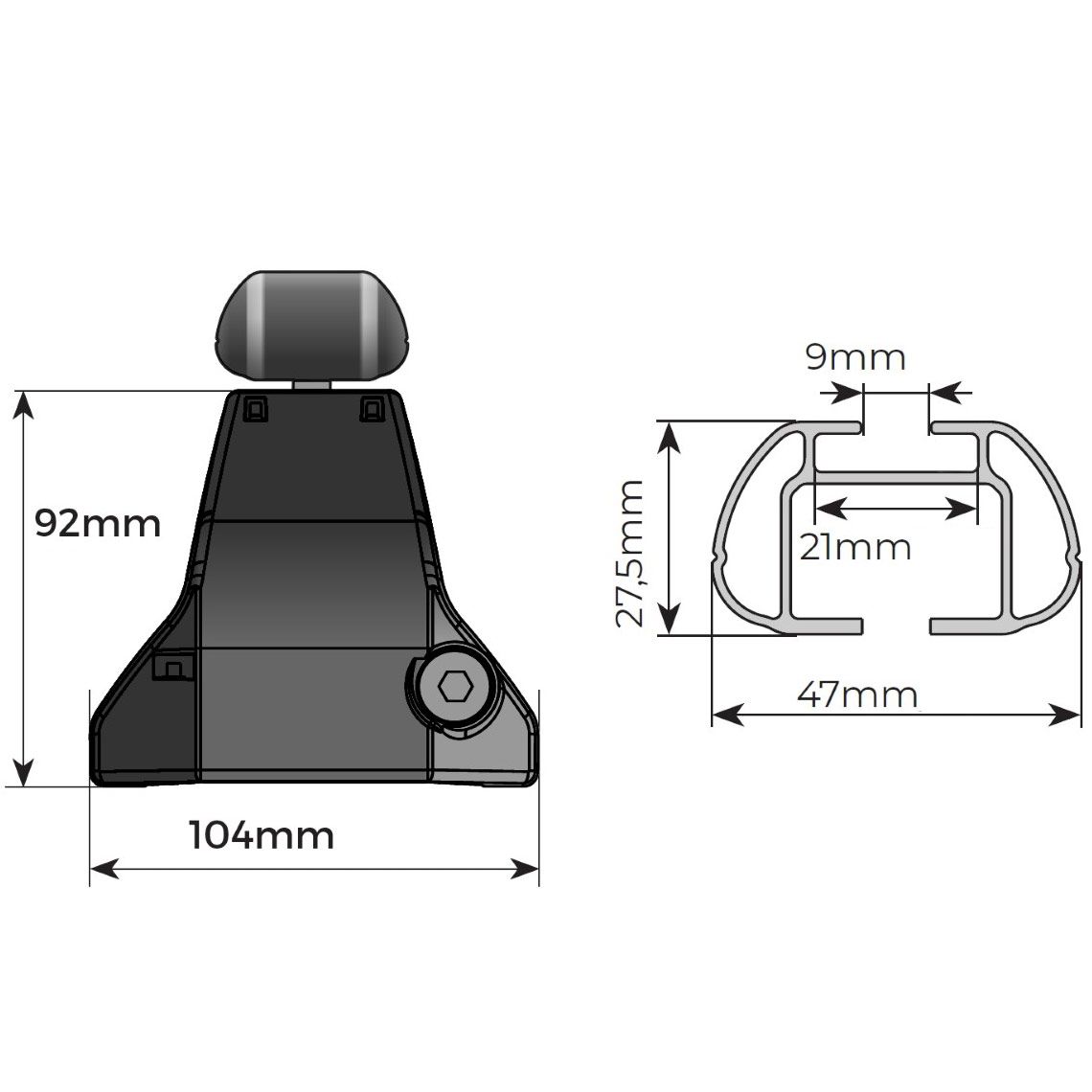 Střešní nosič / příčníky Menabo Omega - Subaru WRX STI I (Typ VA)